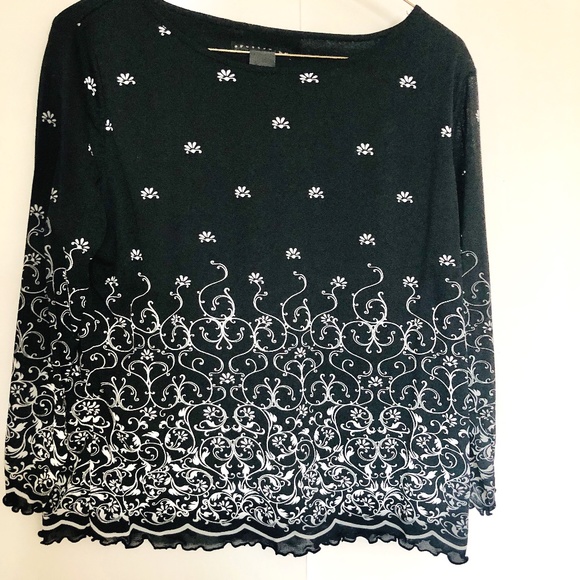 Apostrophe | Tops | Apostrophe Womens Xl Black White Floral Blouse Xl ...
